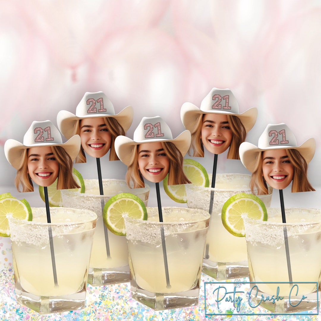 Custom Face Photo Cocktail Drink Stirrer, 21st 25th 30th 35th 40th 50th 60 Birthday Party ...