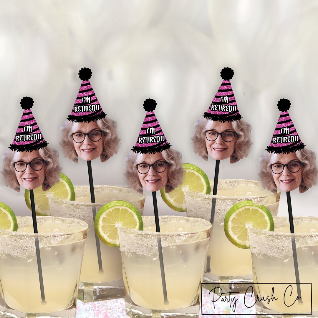 Custom Face Retirement Drink Stirrers: Personalized Party Favors, Set ...