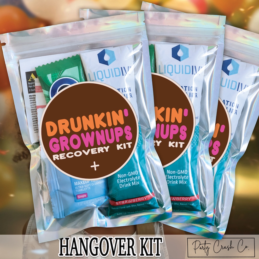 Drunkin Grownups Drinking Hangover Recovery Kit Bag With Supplies ...