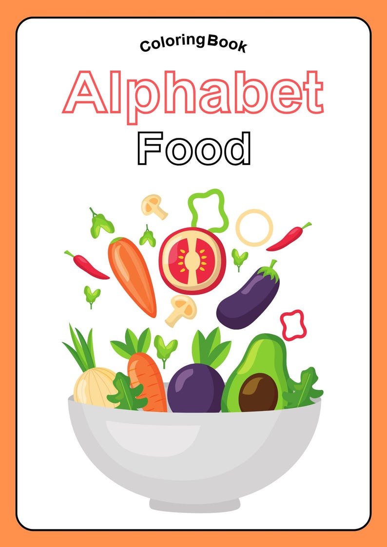 Alphabet Coloring Book Food Digital Download PDF Alphabet Coloring ...