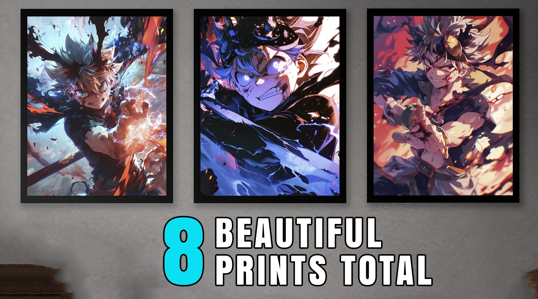 Printable Asta Black Clover Poster, Bundle Set Printing Wall Art, Anime ...