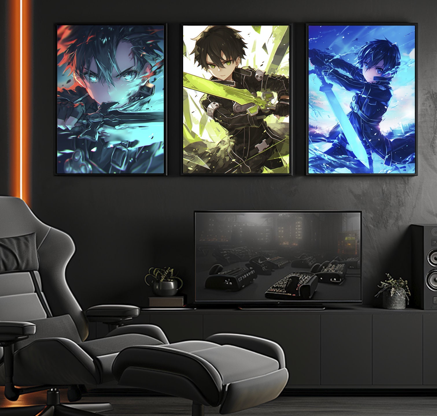 Printable Kirito Sword Art Online Poster, Bundle Set Printing Wall Art ...