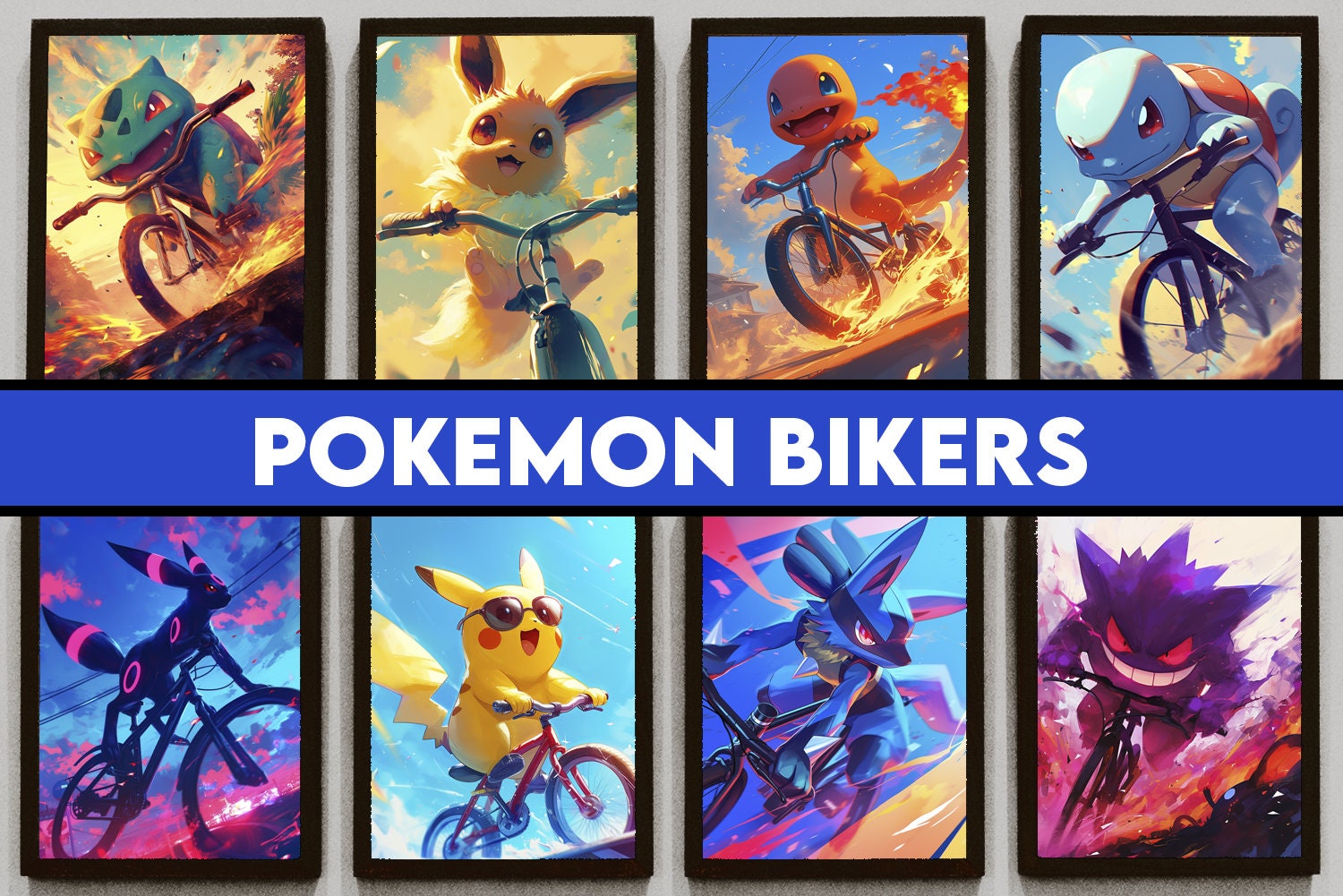 Printable Bicycle Poster, Pokemon Print Set, Clipart Bundle PNG Set of ...