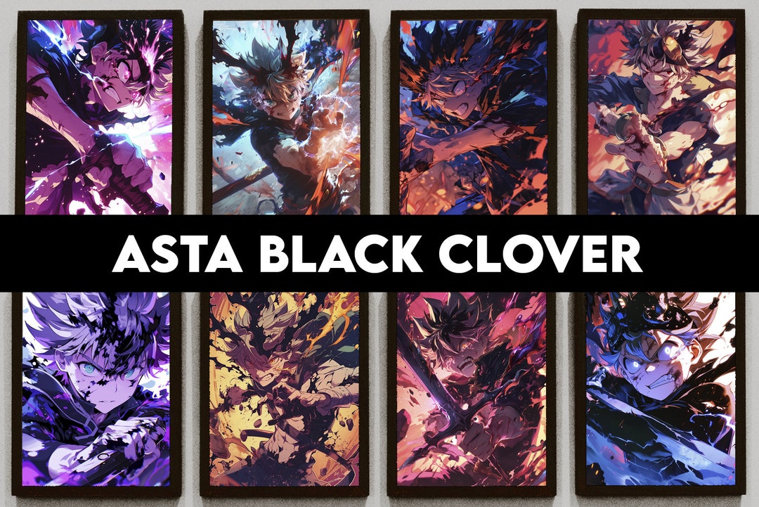 Printable Asta Black Clover Poster, Bundle Set Printing Wall Art, Anime ...