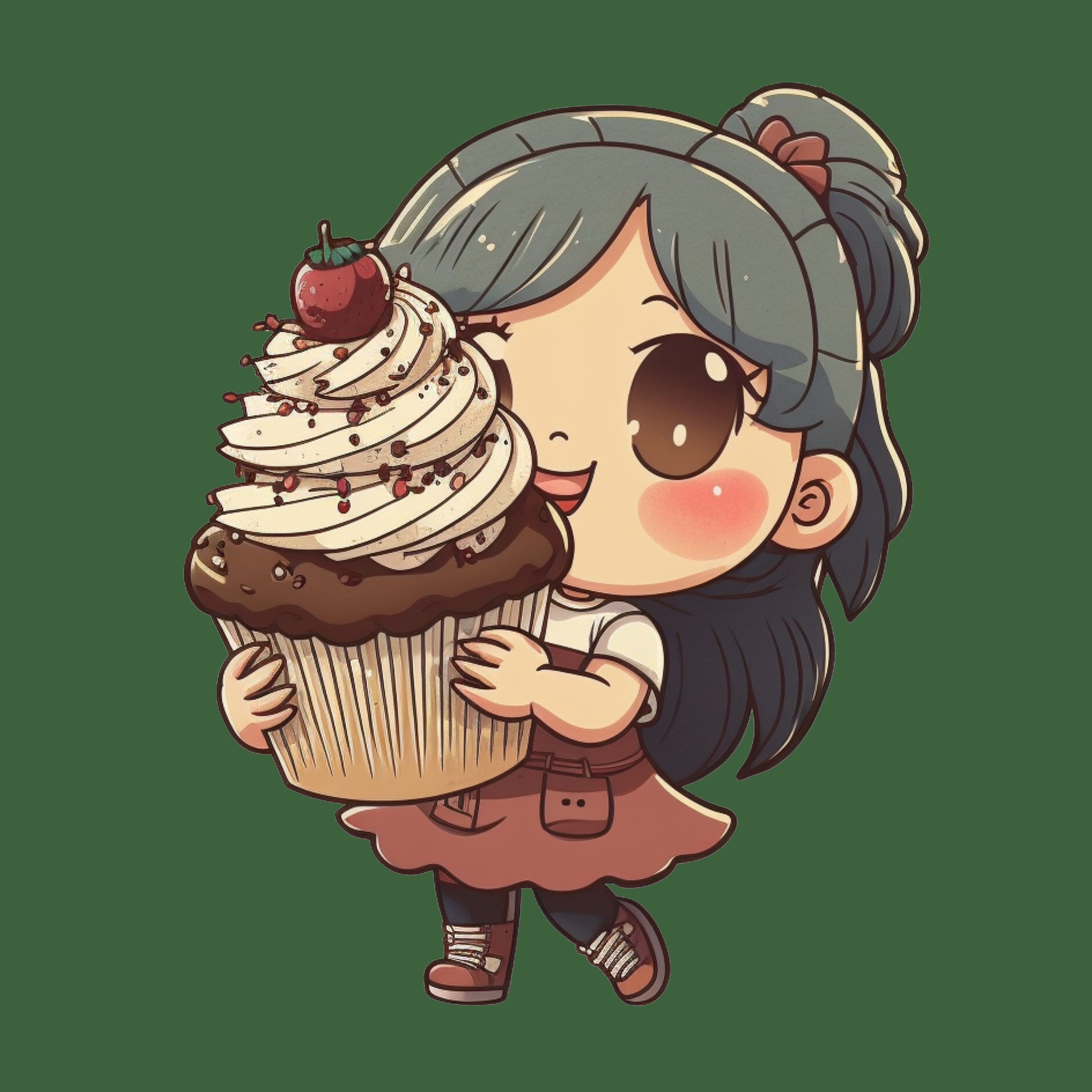 Girl Holding Cupcake Happy Cupcake Sticker Water Bottle - Etsy