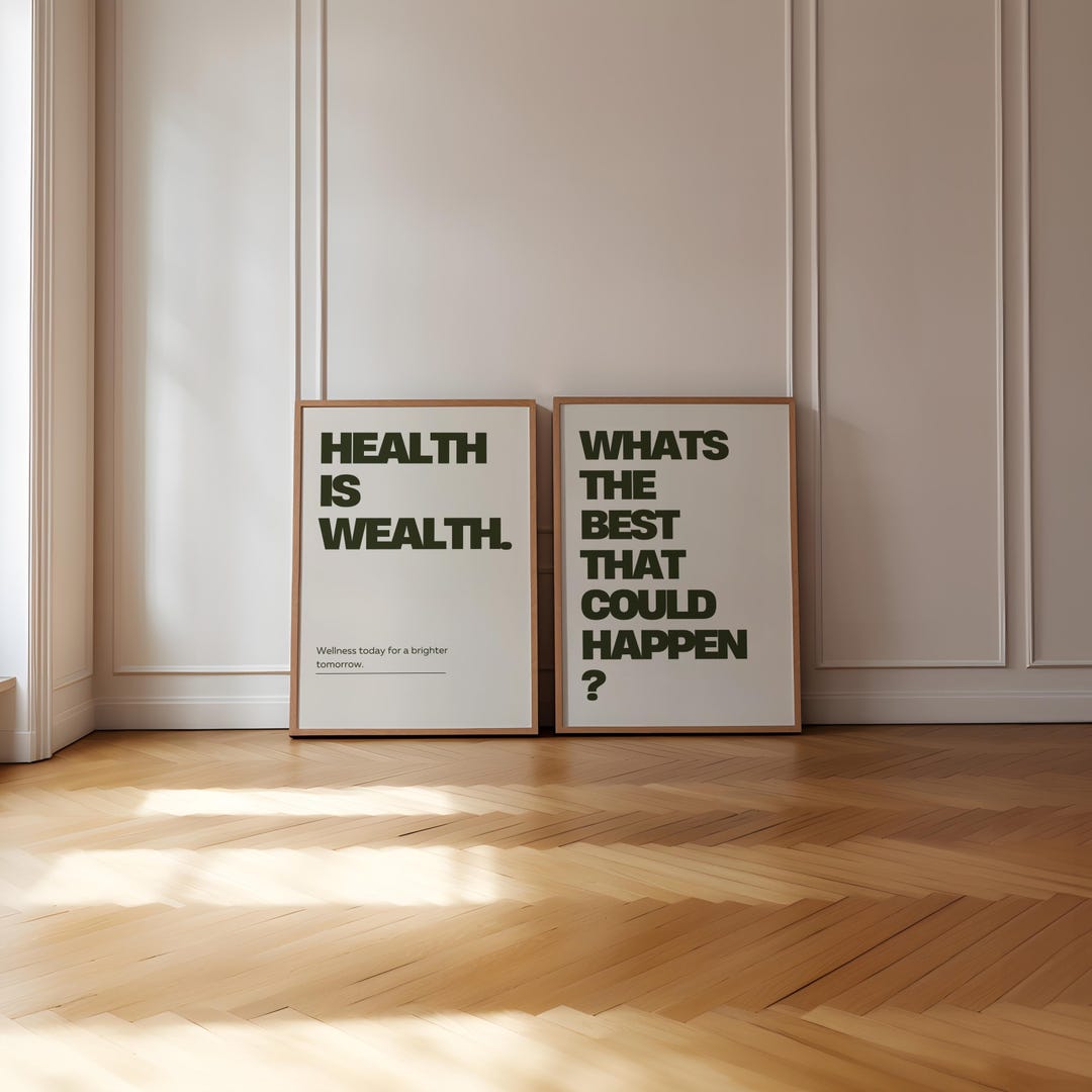 Set of 2 Motivational Wellness Poster Wall Art | Simple Minimalist ...