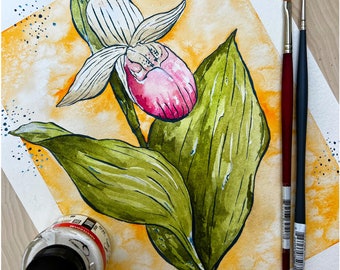 Pink Lady Slipper Wall Art Print - Etsy