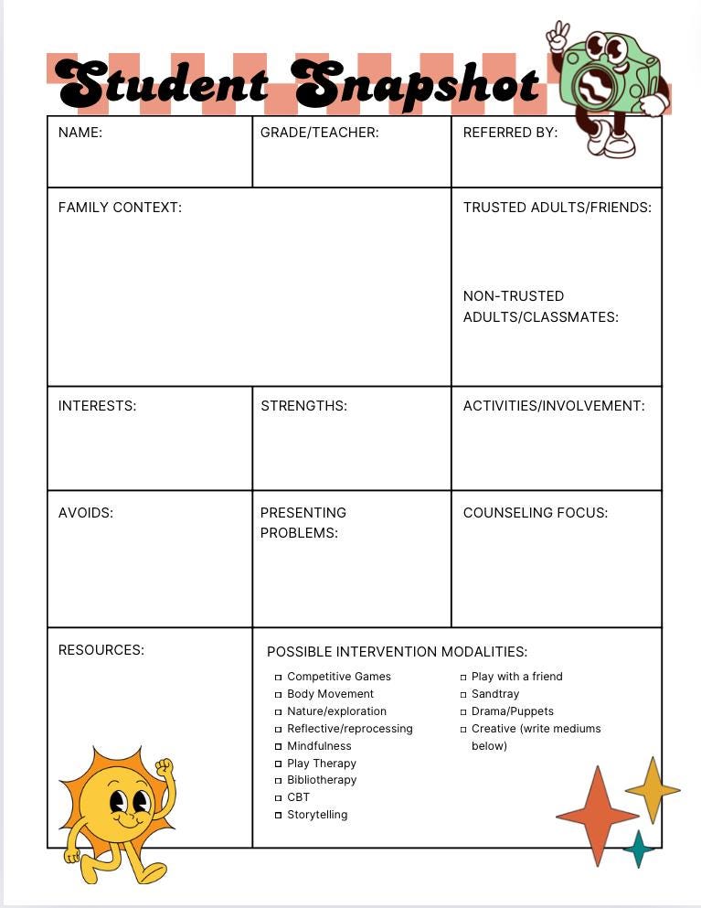 EDITABLE Student at a Glance Planning School Counseling Sheet- 5 ...