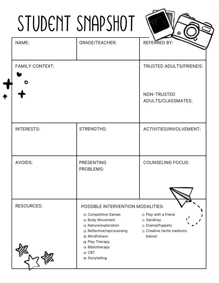 EDITABLE Student at a Glance Planning School Counseling Sheet- 5 ...