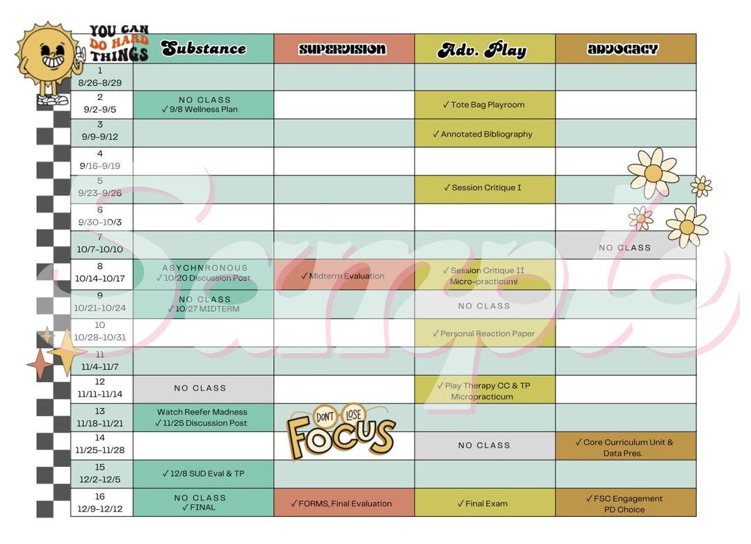 EDITABLE Assignment and Reading Calendar Tracker Retro 70’s Groovy ...
