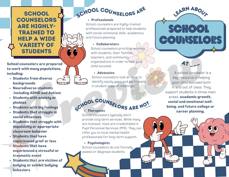 EDITABLE Meet the School Counselor Information Brochure for Parents ...