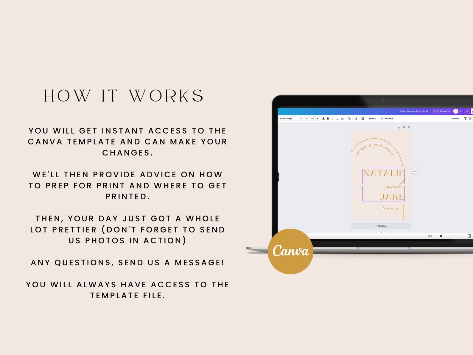 Welcome to Our Wedding Sign Canva Template Moody Black White Welcome ...