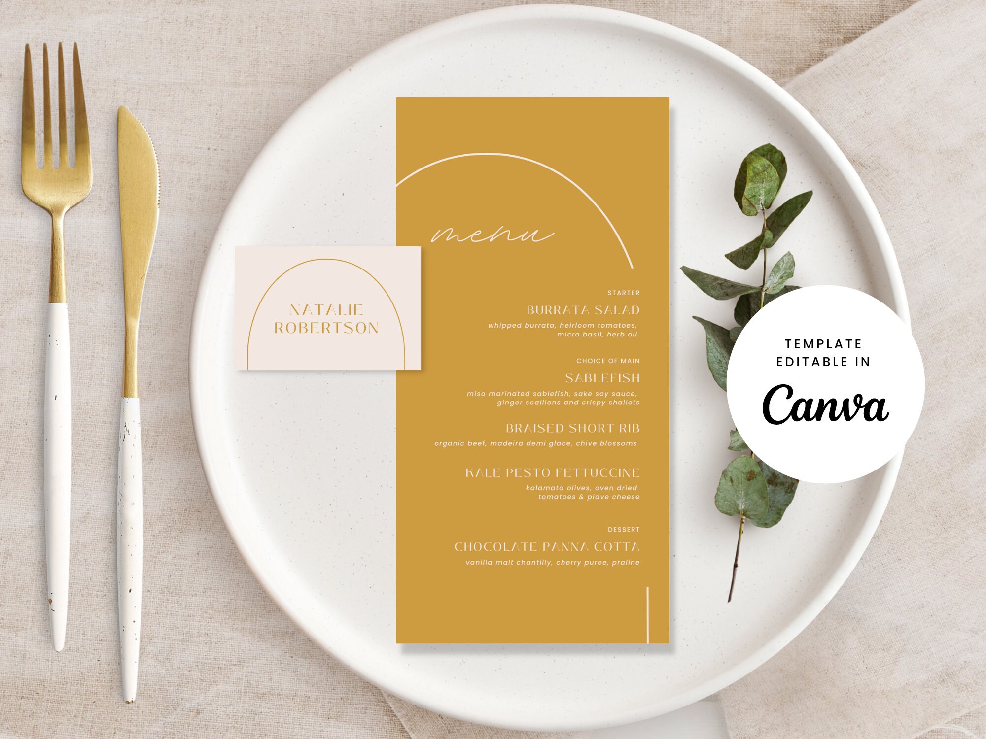 Colorful Bold Arch Wedding Event Menu and Placecards Sign Canva ...