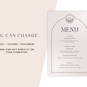 Navy Astronomy Wedding Event Menu and Placecards Sign Canva Template ...