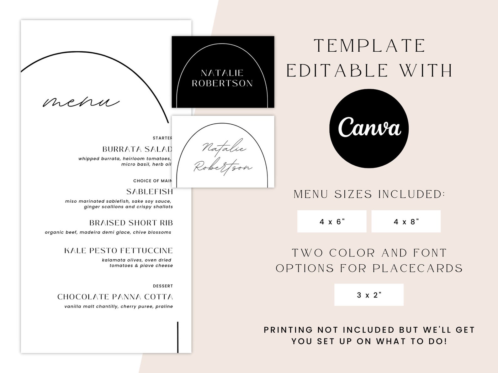 Wedding Event Menu and Placecards Sign Canva Template Bold - Etsy