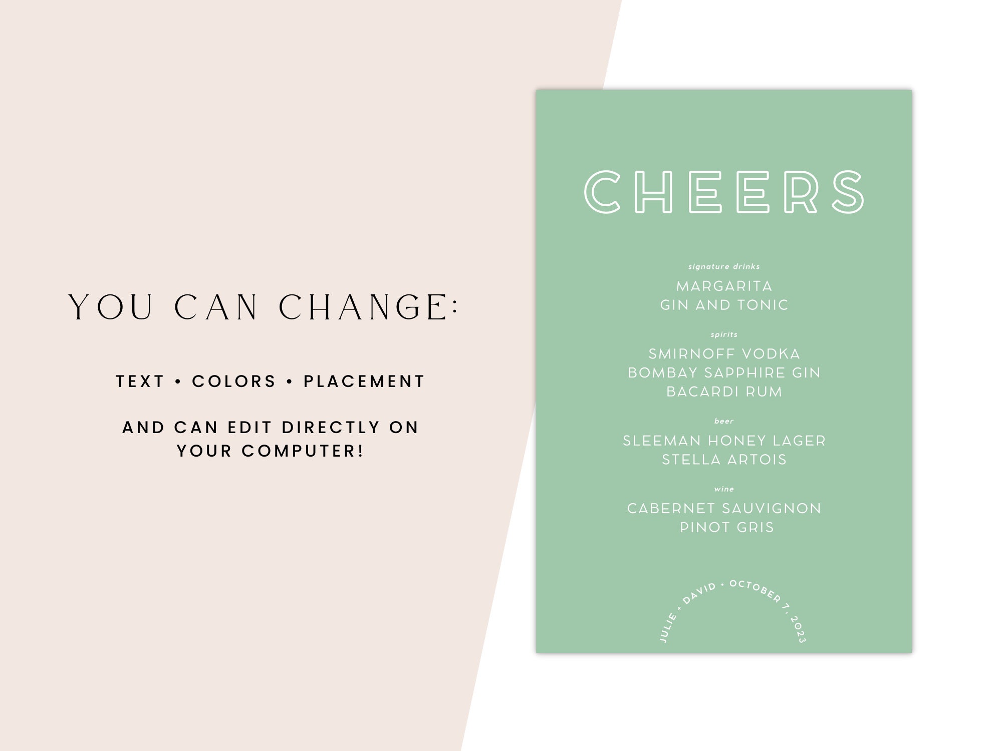 Bar Menu Wedding Sign Canva Template Moody Black White Welcome Sign ...