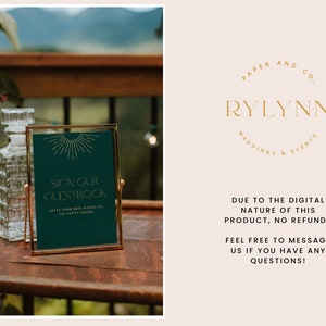 Combo Wedding Sign Template Bold Green Gold Art Deco Great Gatsby Canva ...