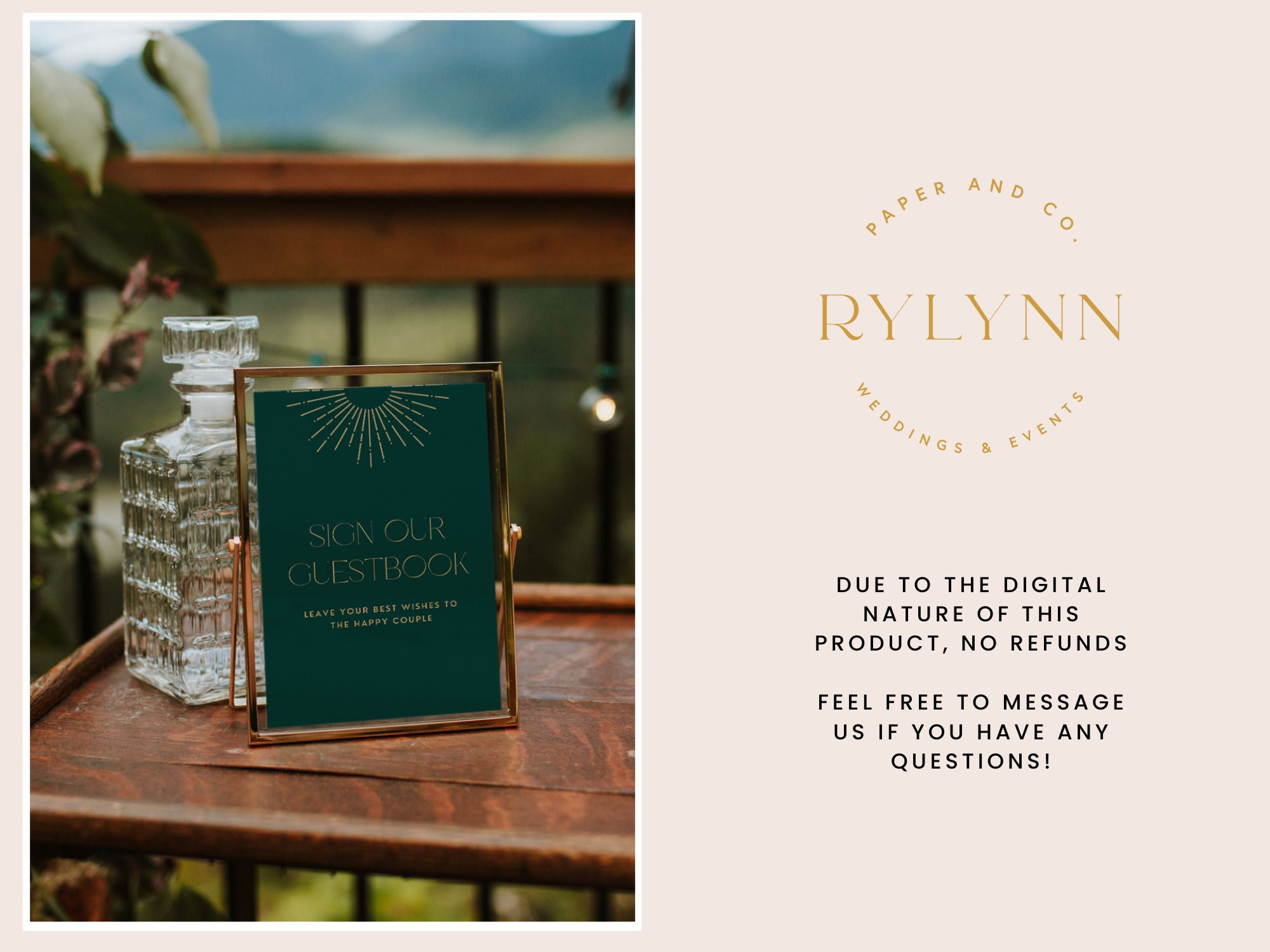 Combo Wedding Sign Template Bold Green Gold Art Deco Great Gatsby Canva ...