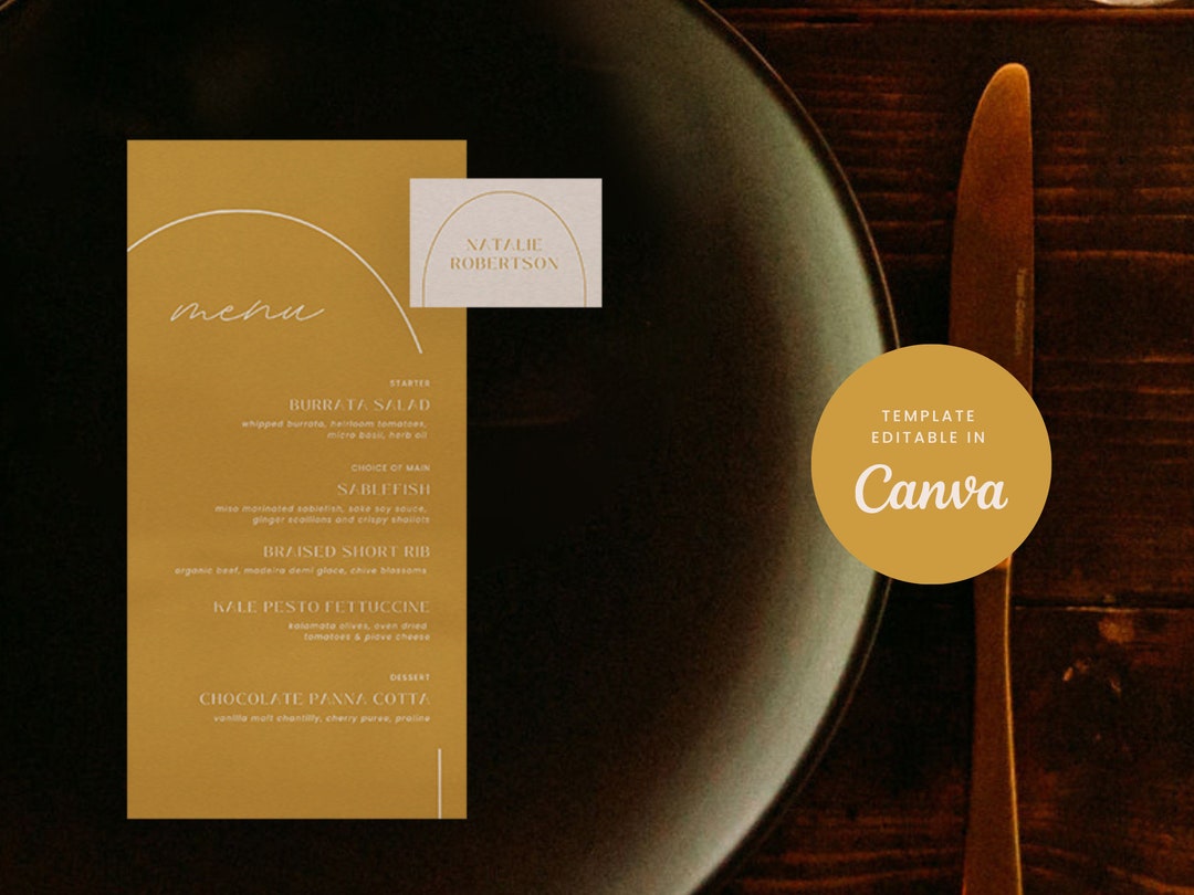 Wedding Event Menu and Placecards Sign Canva Template Bright Colorful ...