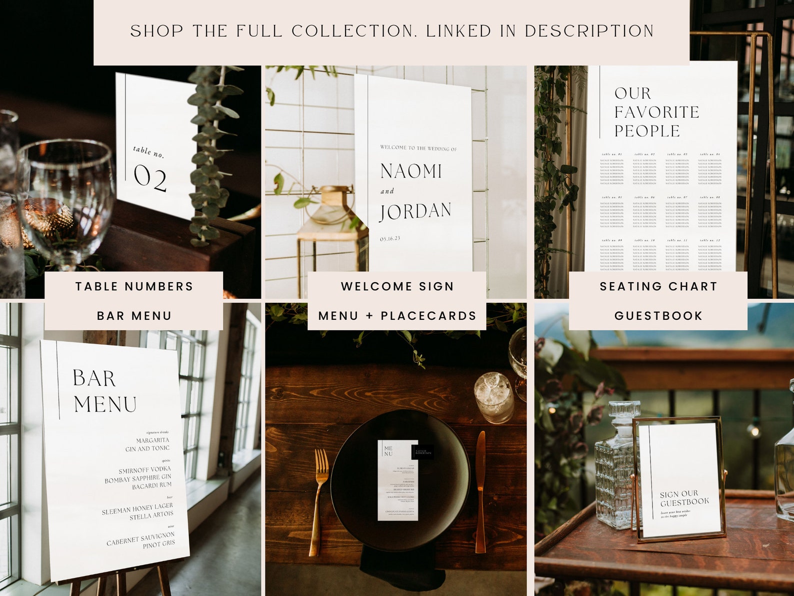 Bar Menu Wedding Sign Canva Template Moody Black White Welcome - Etsy ...