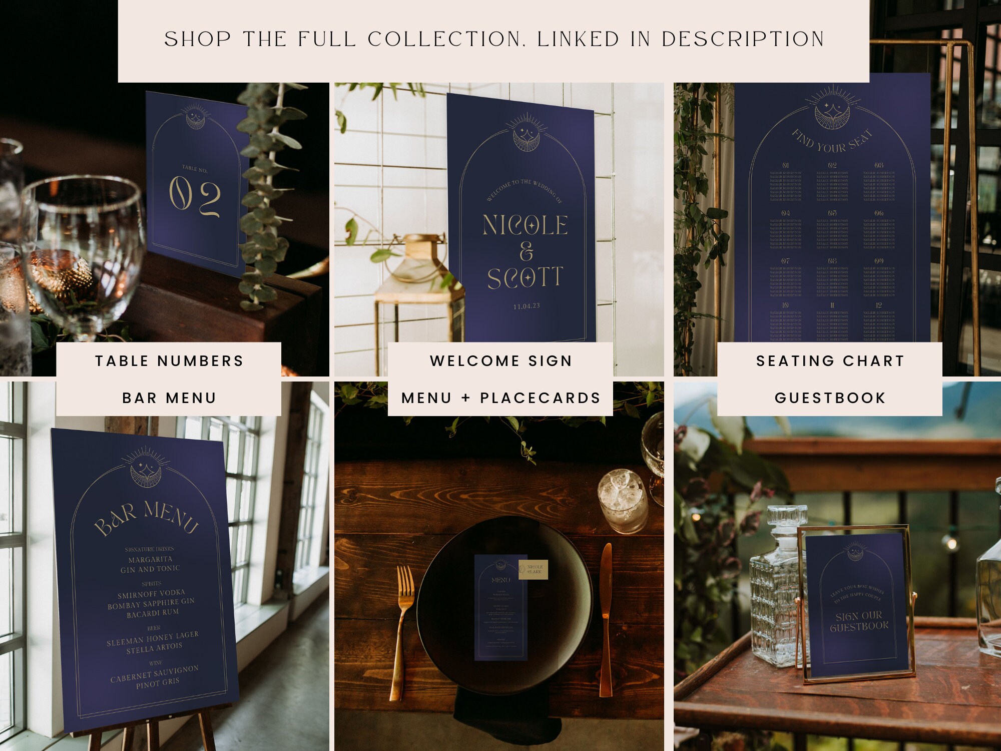 Welcome Wedding Sign Canva Template Navy Gradient Gold Zodiac - Etsy