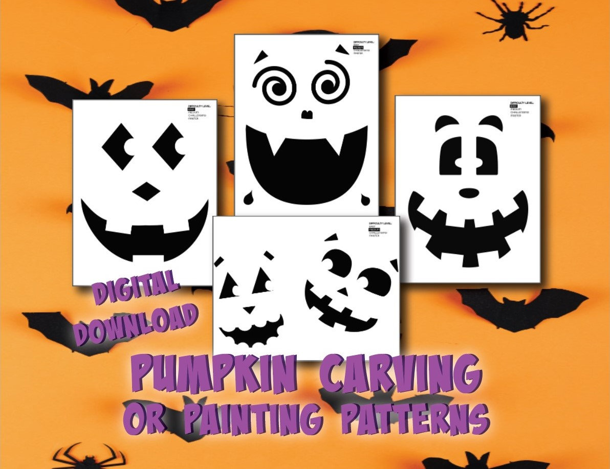 Halloween Pumpkin Carving or Painting Pumpkin Faces Stencil Printable ...