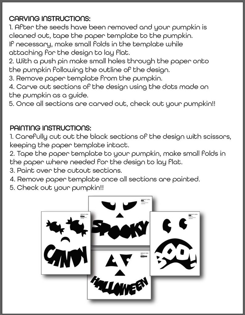 Halloween Pumpkin Carving or Painting Pumpkin Word Faces Stencil ...