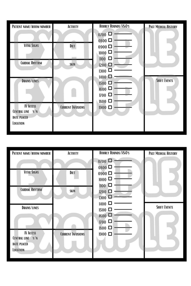 Nursing Report Sheet - Two Patient per Sheet - Etsy