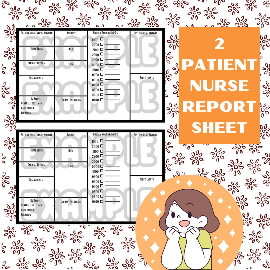 Nursing Report Sheet - Two Patient per Sheet - Etsy