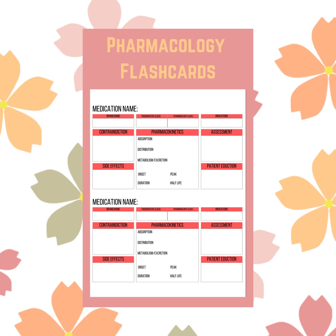 PHARMACOLOGY FLASHCARDS - Etsy