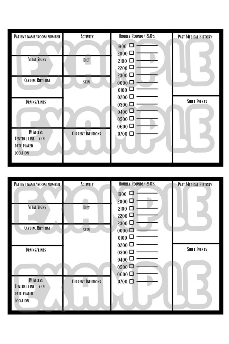 Nursing Report Sheet - Two Patient per Sheet - Etsy