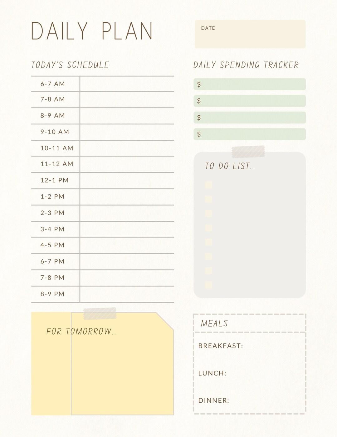 Printable Daily Planner, Budget Tracker, to Do List, Schedule, and Meal ...