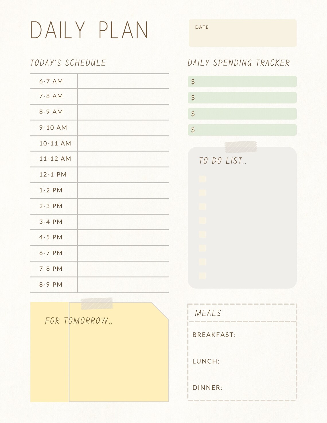 Printable Daily Planner, Budget Tracker, to Do List, Schedule, and Meal ...