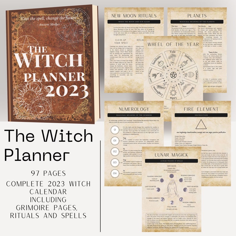 2023 Grimoire Green Witch Planner Calendar Journal 2 Versions - Etsy