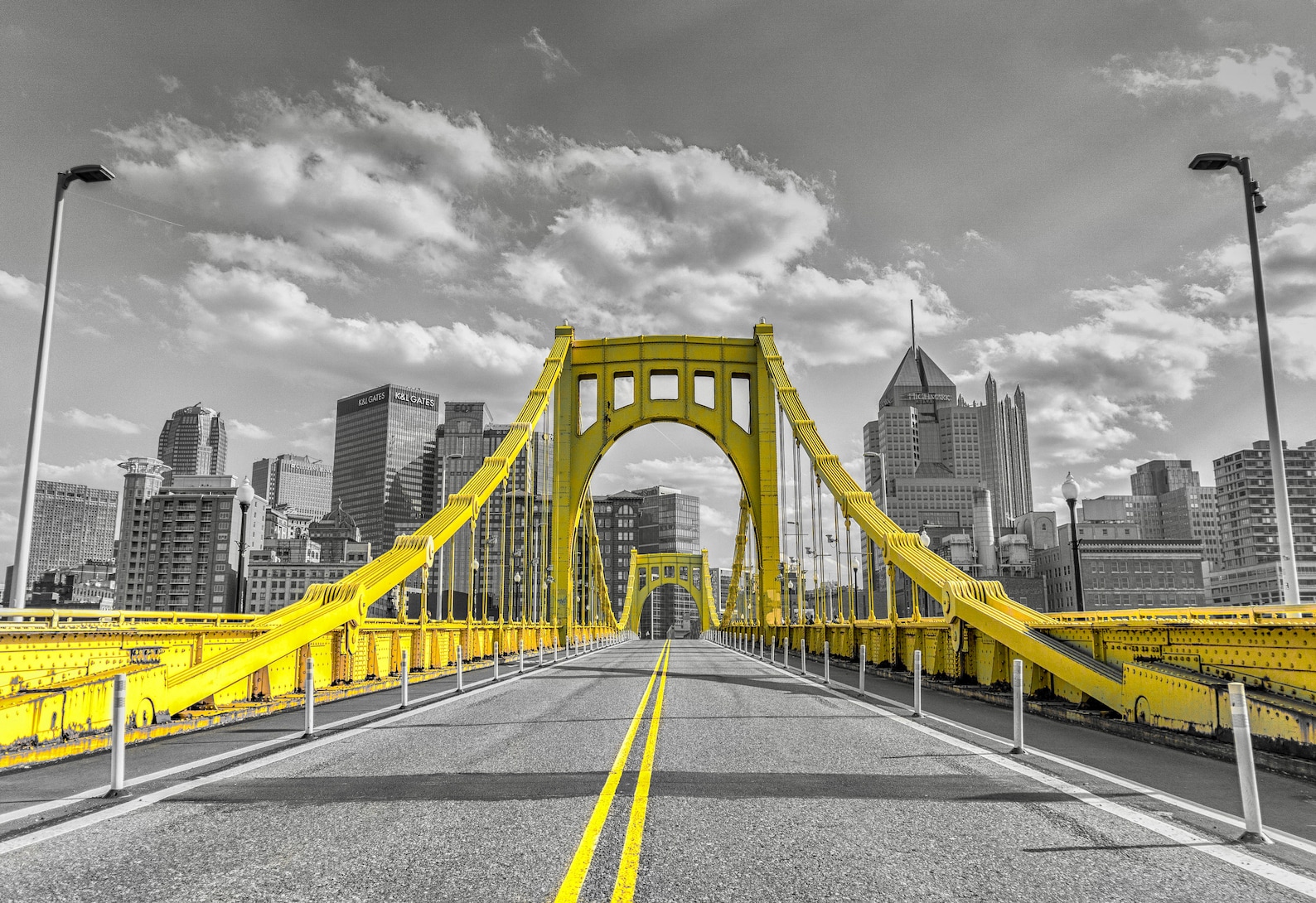 Roberto Clemente Bridge Pittsburgh Skyline Sky Selective Coloring ...
