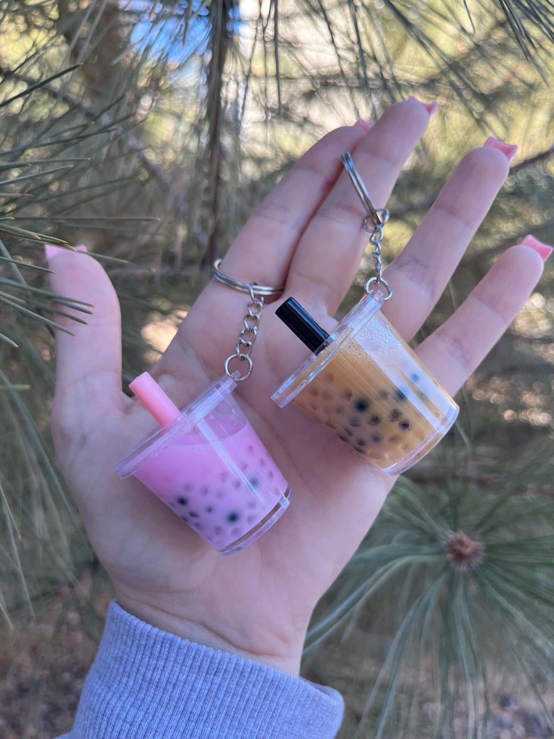 Boba Drink Keychain, Boba Lovers, Pink Boba, Coffee Boba, Stocking ...