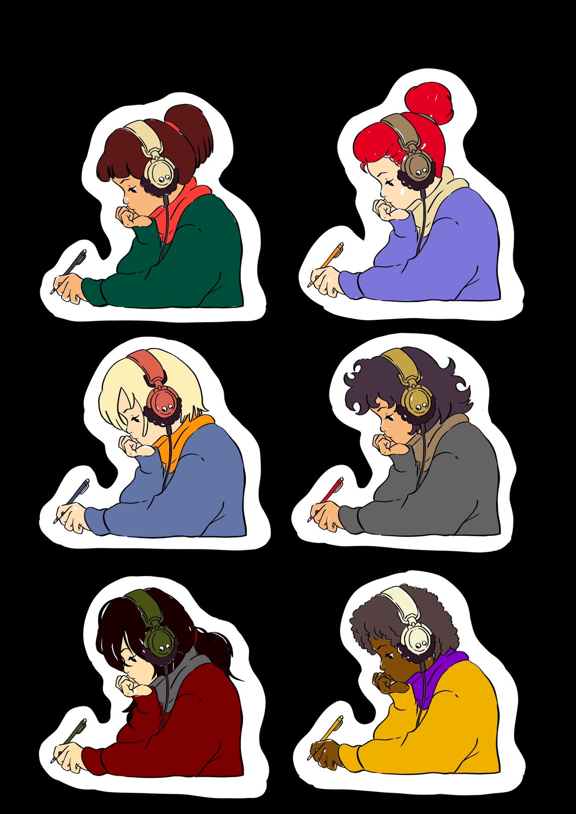 Lofi Girls Sticker Pack Anime Decal Music Lofi Hiphop Art Vaporwave ...