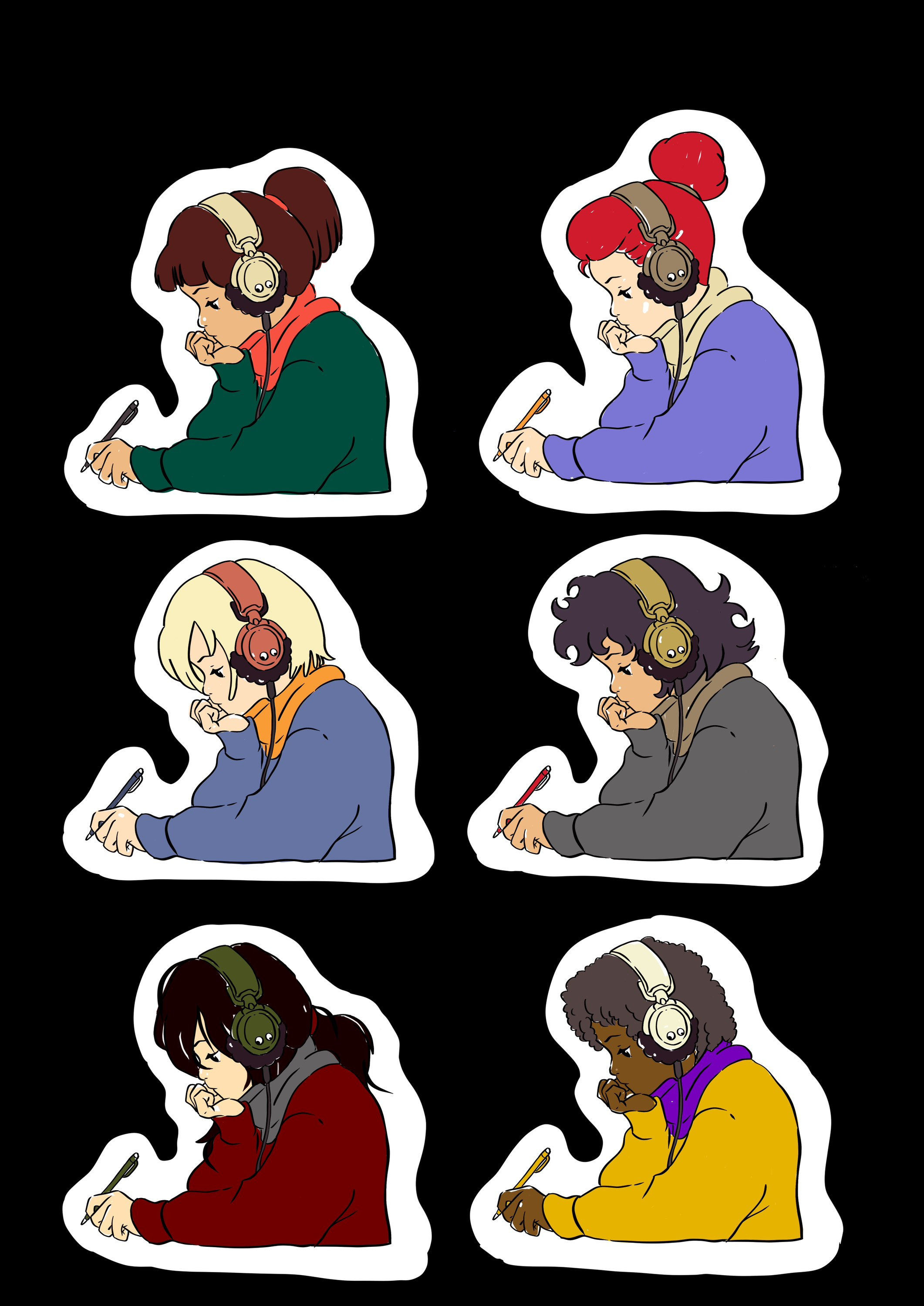 Lofi Girls Sticker Pack Anime Decal Music Lofi Hiphop Art Vaporwave ...