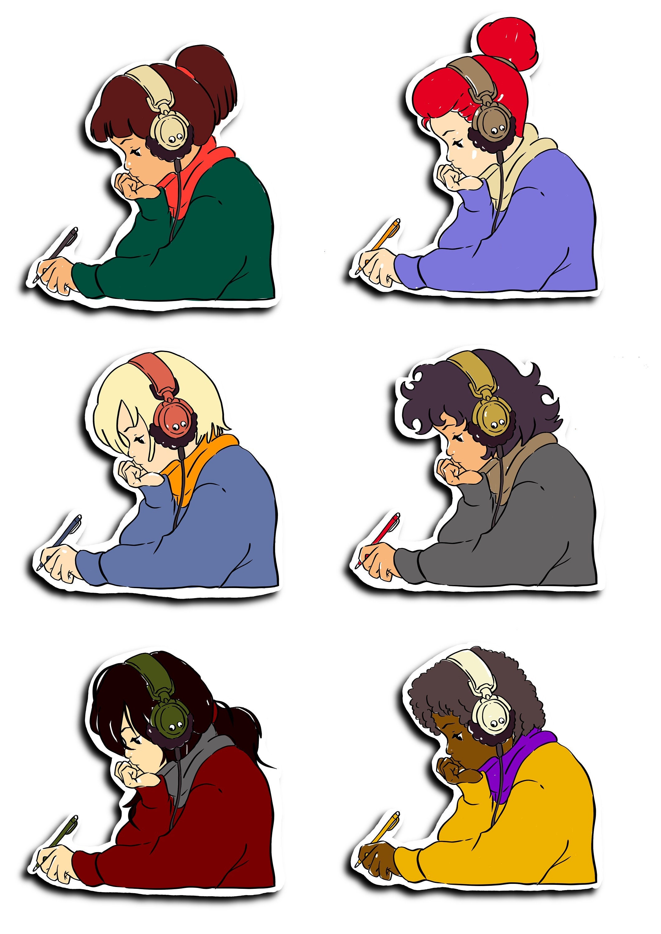 Lofi Girls Sticker Pack Anime Decal Music Lofi Hiphop Art Vaporwave ...