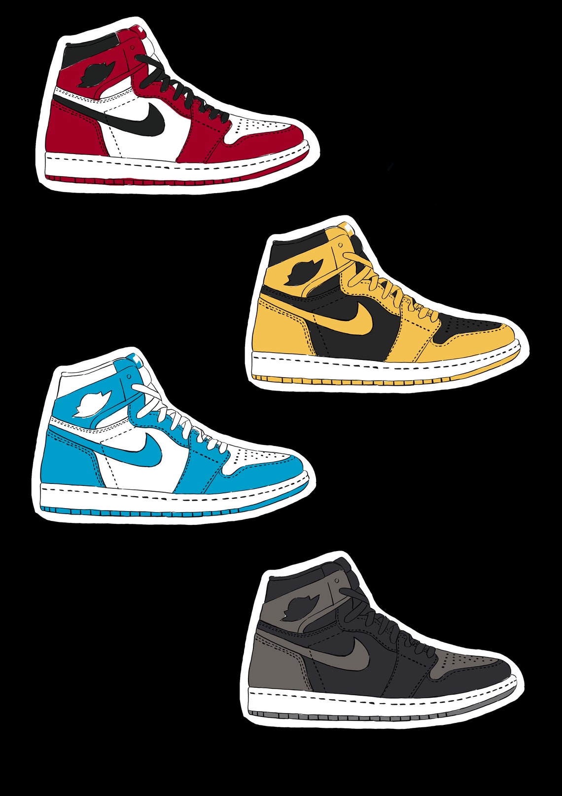 Air Jordan 1 Sticker Pack Sneakers Michael Jordan Sneakers Chicago ...
