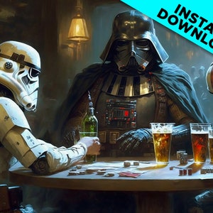 Printable Happy Hour Darth Vader Bar Drinking With Stormtroopers ...