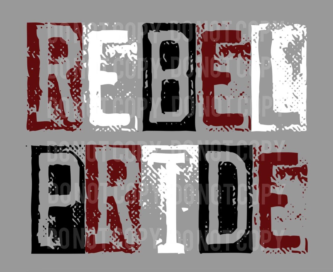 Rebel Pride, PNG, Stamped Letter, School Mascots, Custom, Digital ...