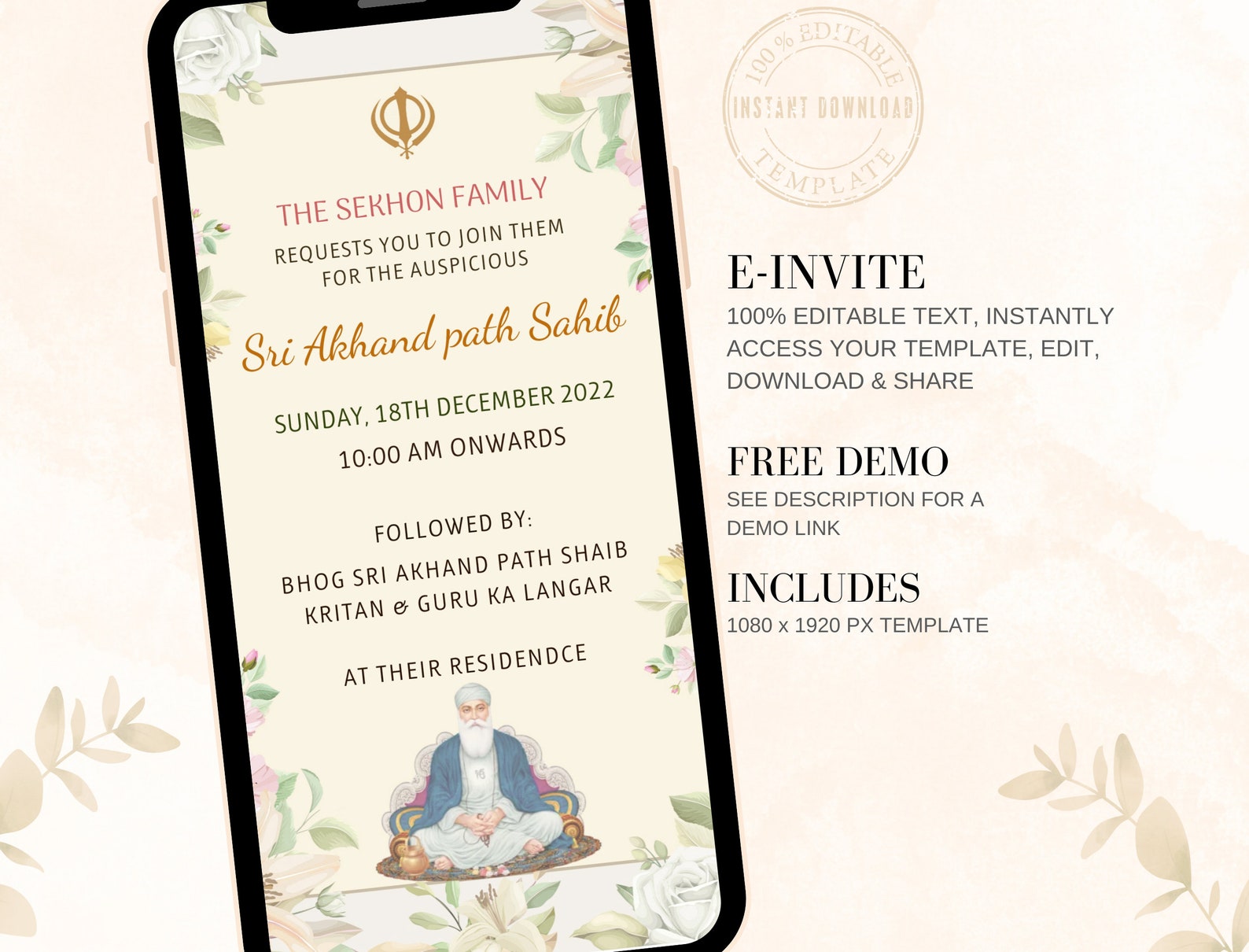 DIY Akhand Path Invitation, Akhand Path Sahib, Sukhmani Sahib Invite ...
