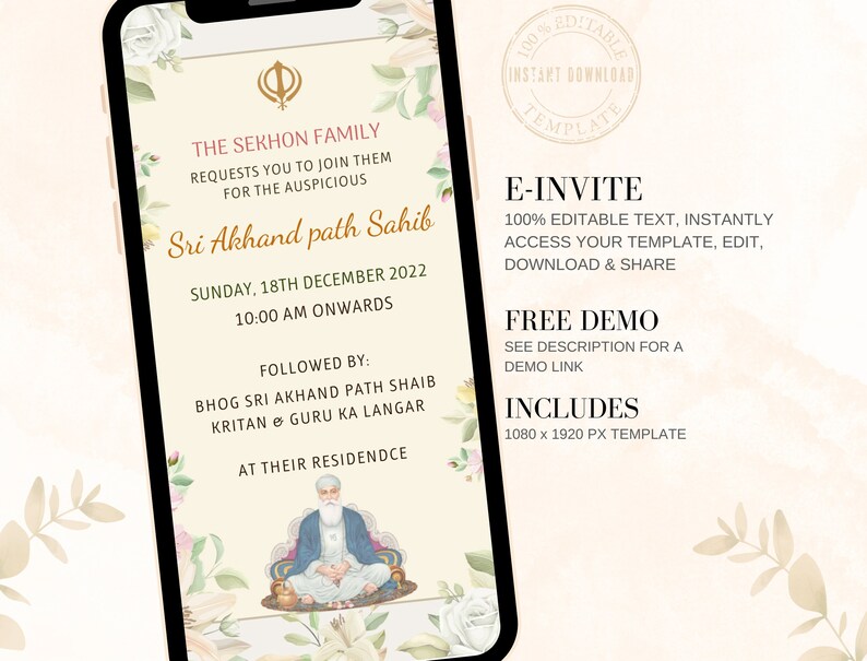 DIY Akhand Path Invitation, Akhand Path Sahib, Sukhmani Sahib Invite ...