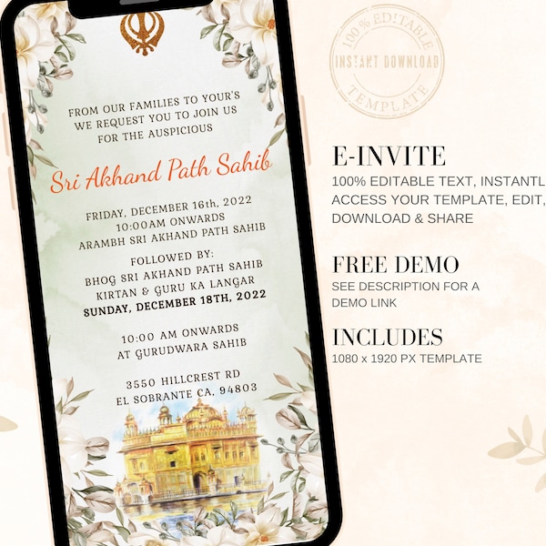 Akhand Path Invitation - Etsy