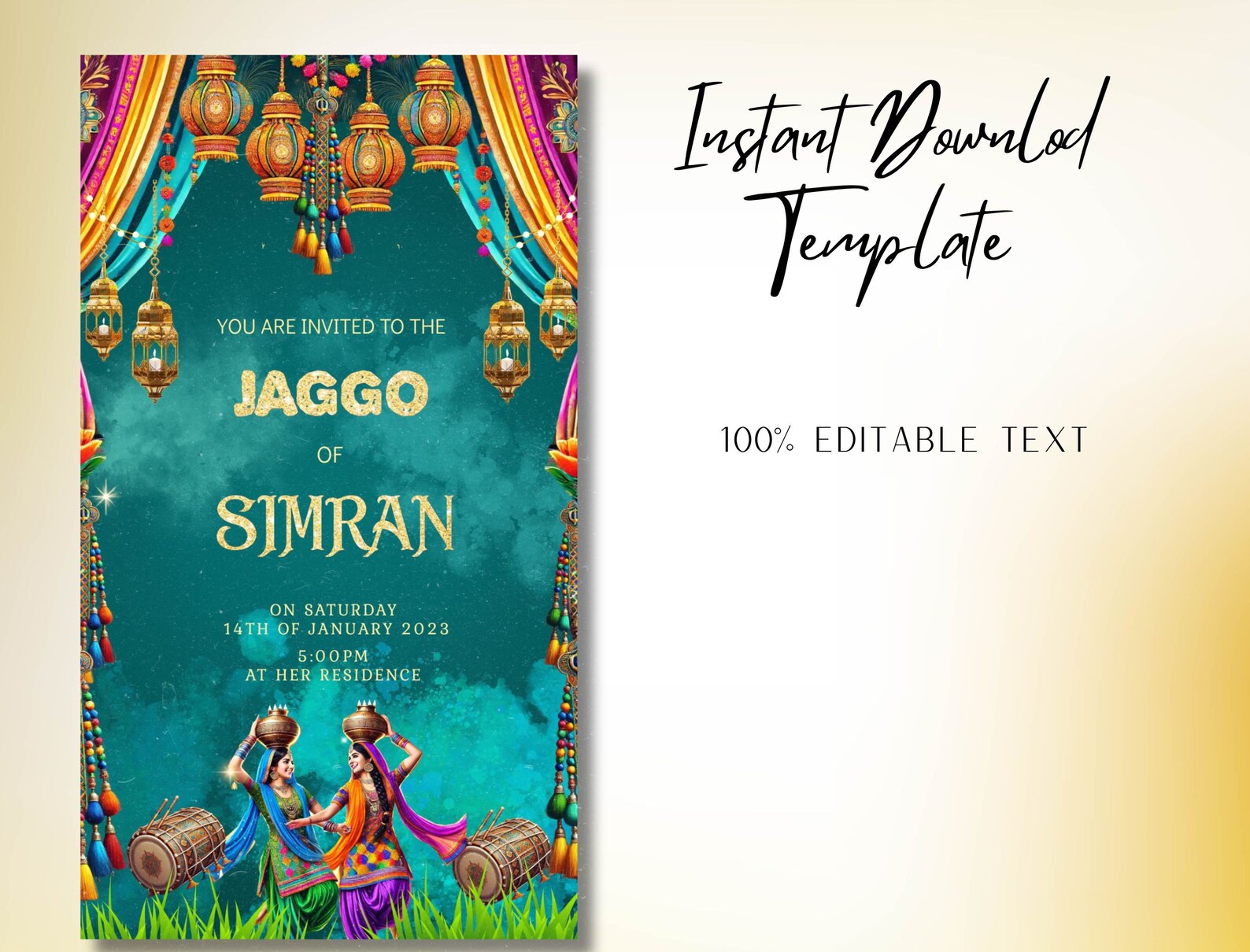 Jaggo Invitation, Punjabi Invitation, Editable Punjabi Invitation ...