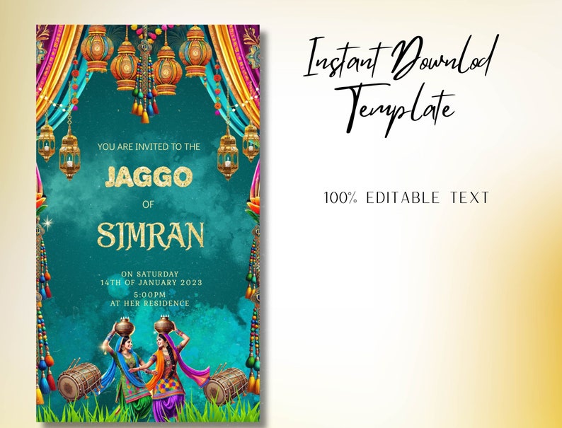 Jaggo Invitation, Punjabi Invitation, Editable Punjabi Invitation ...