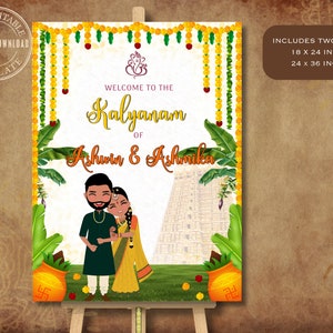 Indian Wedding Welcome Sign, Tamil Welcome Signs, South Indian Welcome ...
