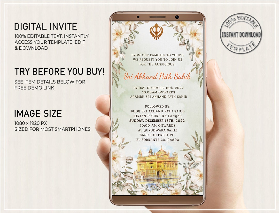 Akhand Path Invitation Sri Akhand Path Sahib Sukhmani Sahib - Etsy