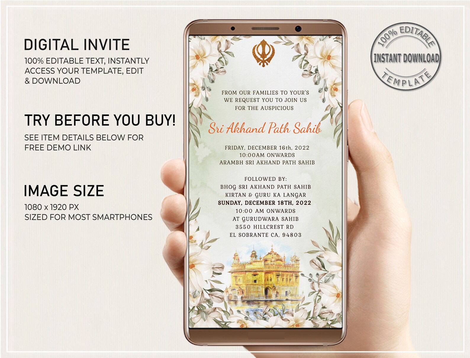 Akhand Path Invitation Sri Akhand Path Sahib Sukhmani Sahib - Etsy